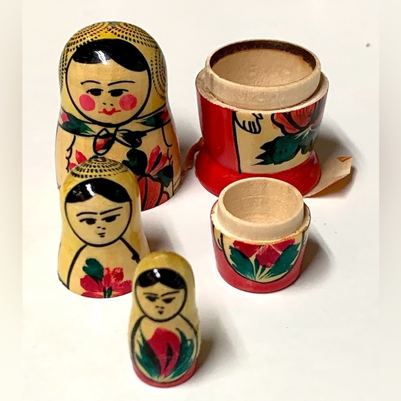 Art | Vintage Soviet Era Russian Miniature Set Of 3 Female Matryoshka ...